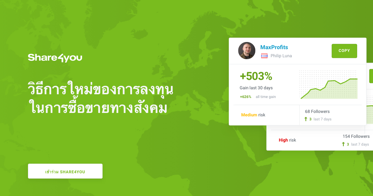 Share4you - บริการ Copy Trade | คัดลอกการเทรดอัตโนมัติจากเทรดเดอร์มืออาชีพ